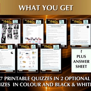 1940's Printable, Trivia Quiz Game Bundle, Instant Download, Party Gift ...