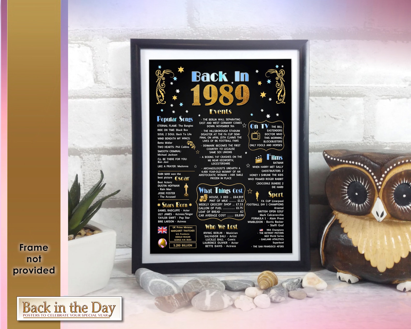 The Year You Were Born 1989, Celebration Chalkboard Style Poster, Back ...