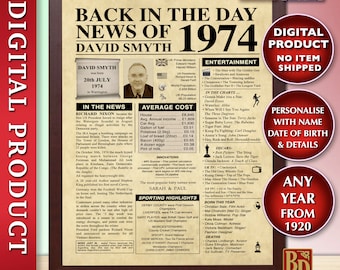 Printed,the Year You Were Born,any Year,personalised Chalkboard Poster ...