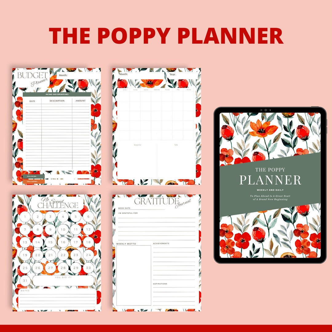 The Poppy Planner | Printable Planner | Personal Planner Bundle | Self ...