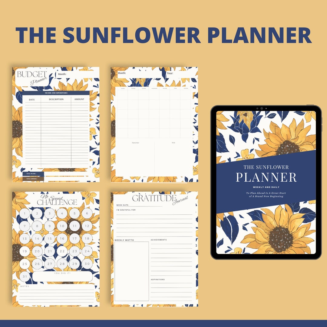 The Sunflower Planner | Printable Planner | Personal Planner Bundle ...