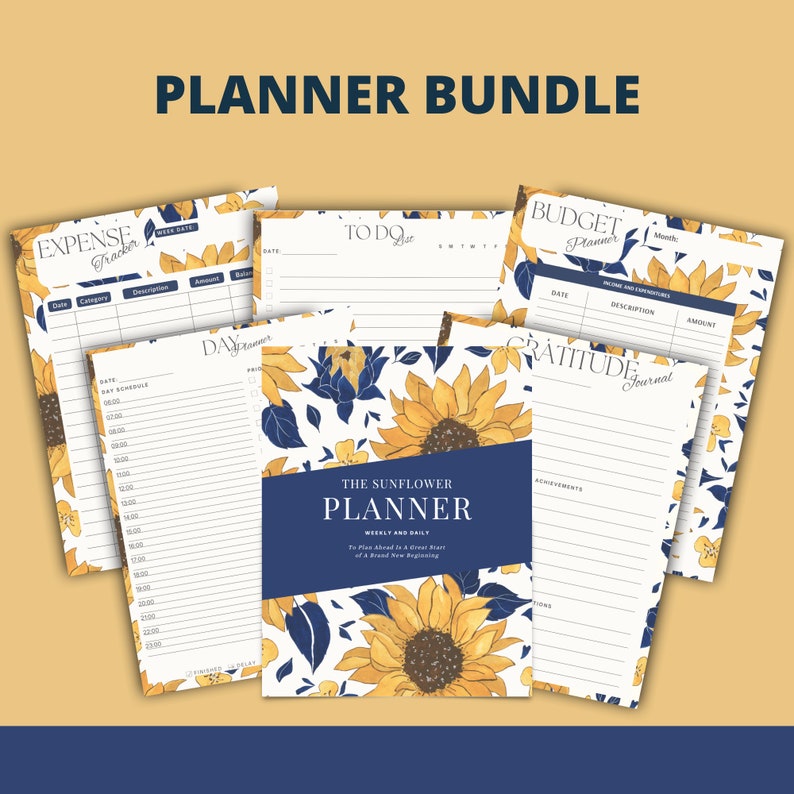 The Sunflower Planner | Printable Planner | Personal Planner Bundle ...