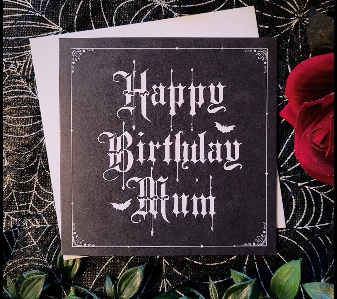 Gothic Mum Birthday Card Black Spooky Halloween - Etsy