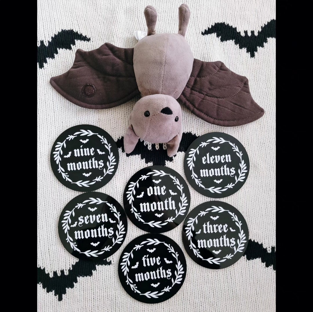 Gothic Baby Milestone Discs Black and White Bats Spooky - Etsy