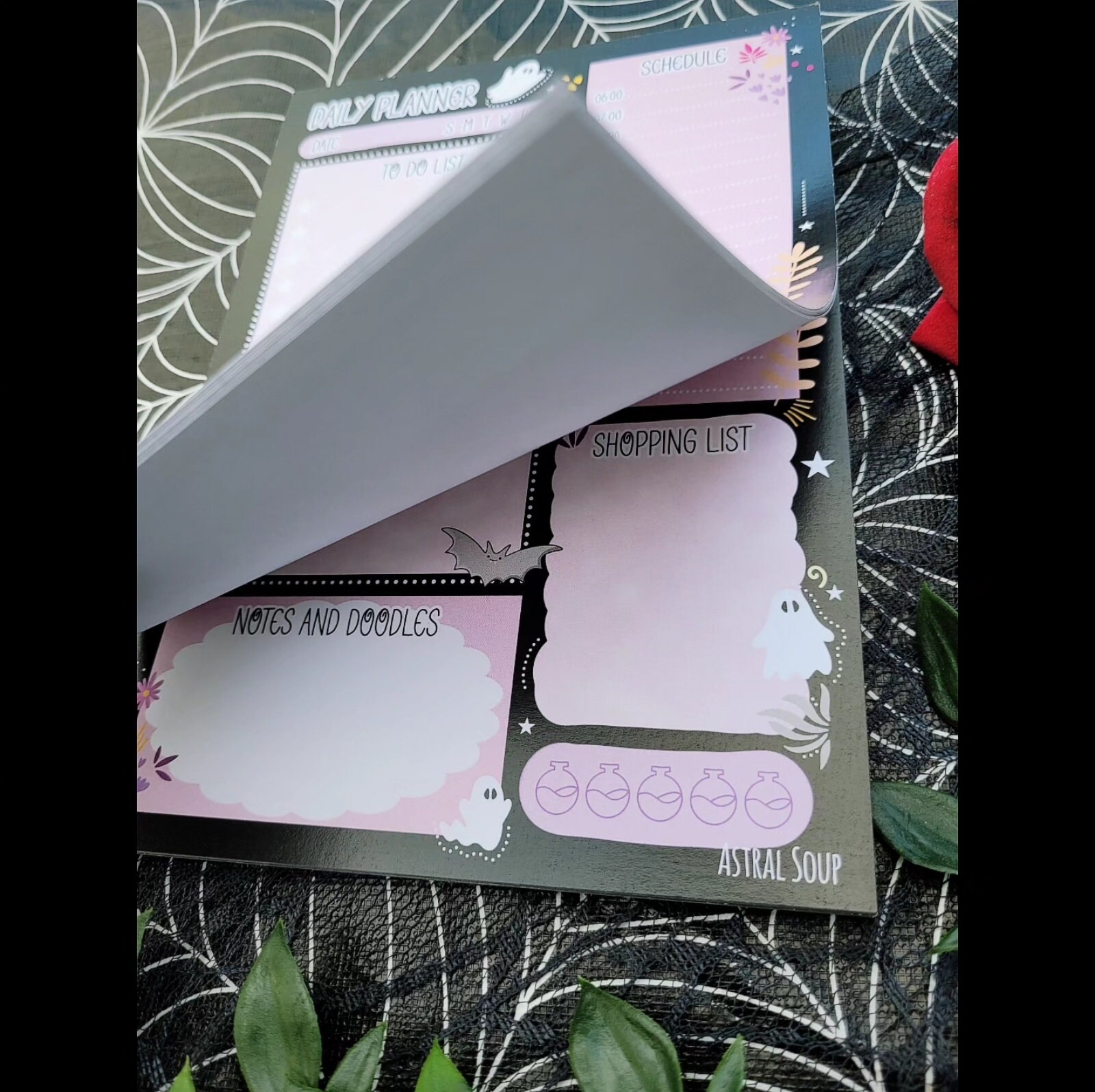 A5 Spooky Gothic Daily Planner Ghost Halloween Notepad Desk Pad Black ...