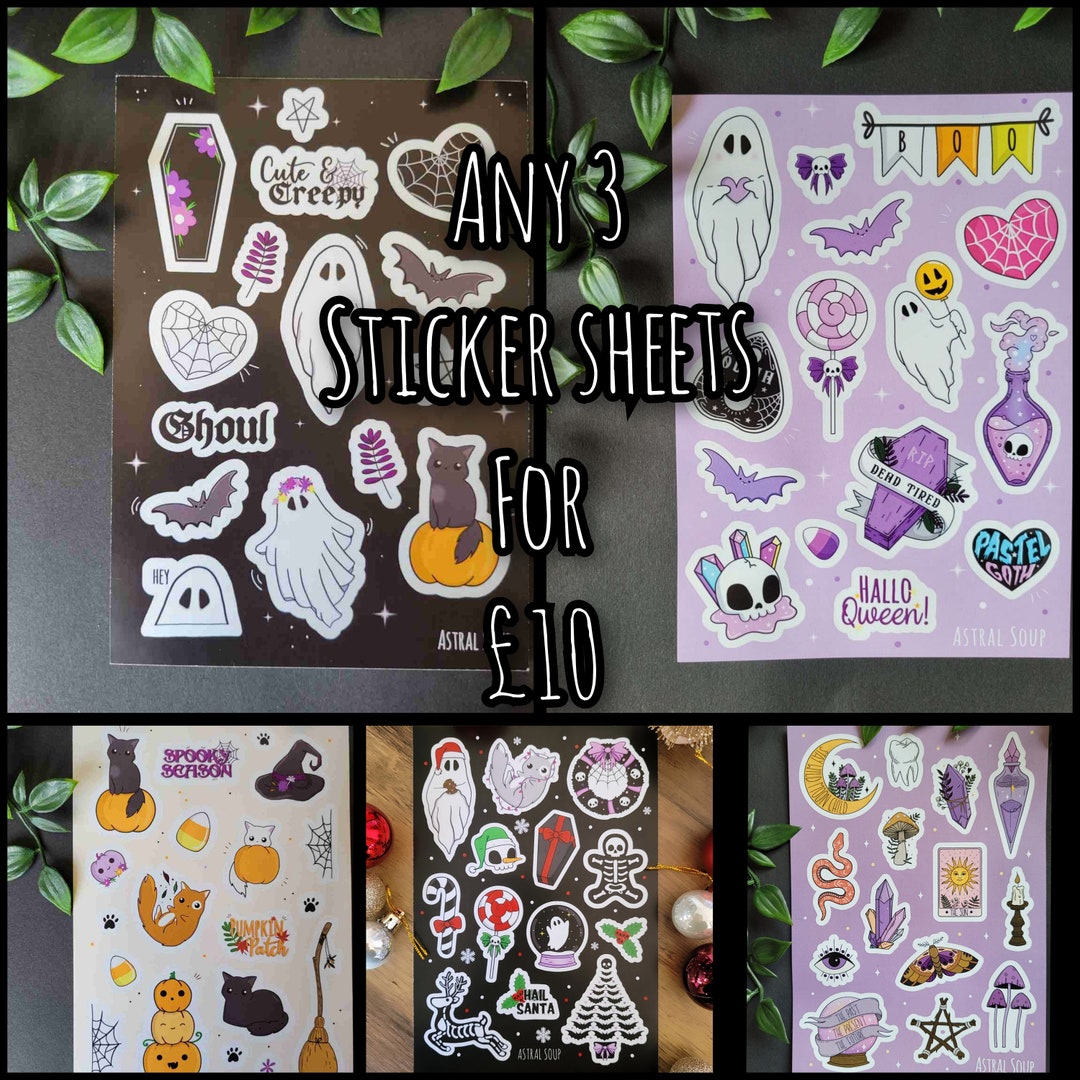 Spooky Alternative Gothic Sticker Sheets 3 for 10 Ghost Stickers ...