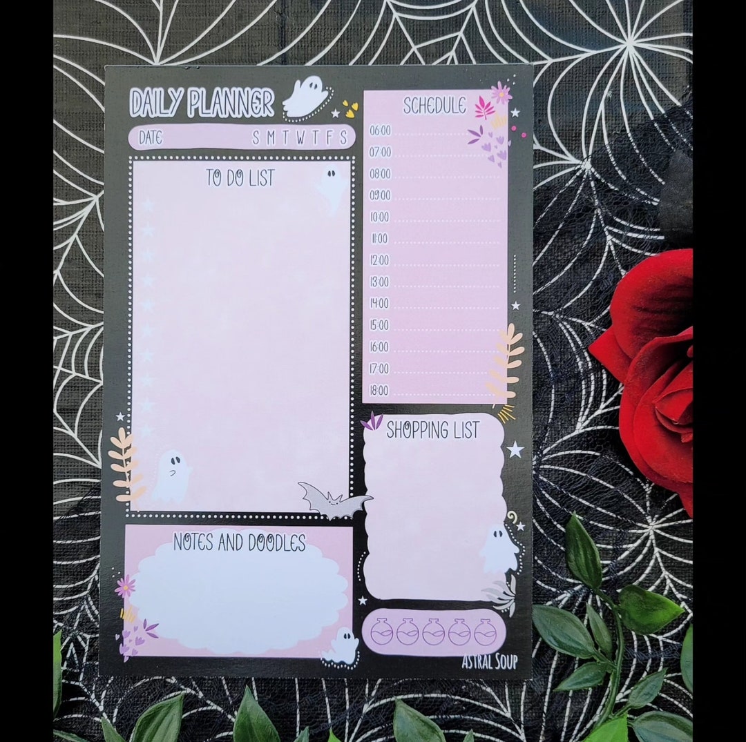 A5 Spooky Gothic Daily Planner Ghost Halloween Notepad Desk Pad Black ...