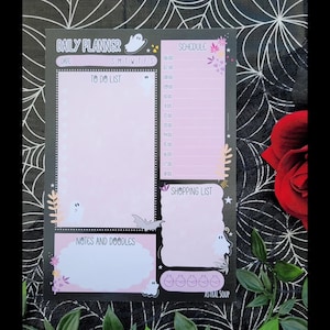 A5 Spooky Gothic Daily Planner Ghost Halloween Notepad Desk Pad Black ...