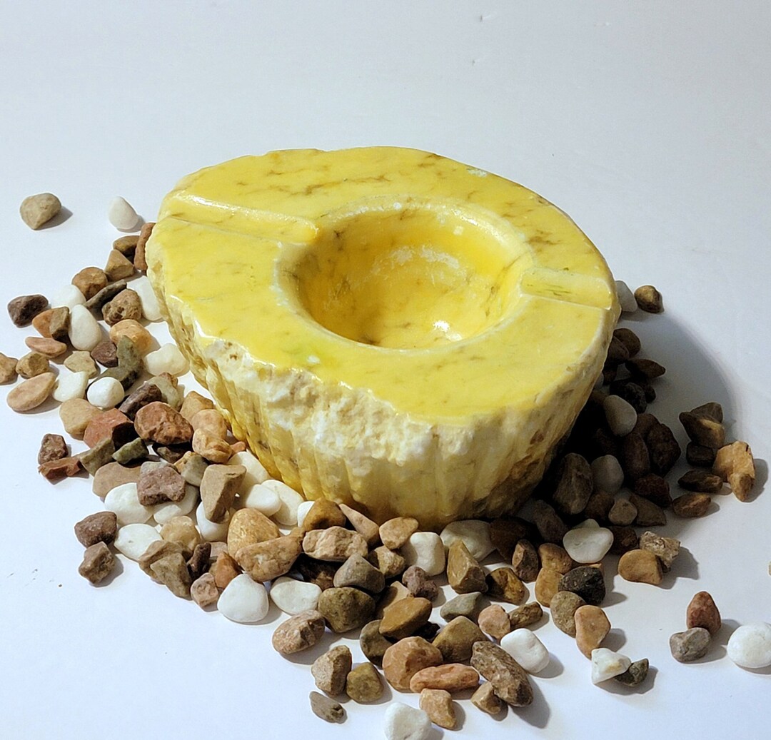 1950s Alabaster Ashtray, Yellow Stone Ashtray, Vintage Ashtray, Rustic ...