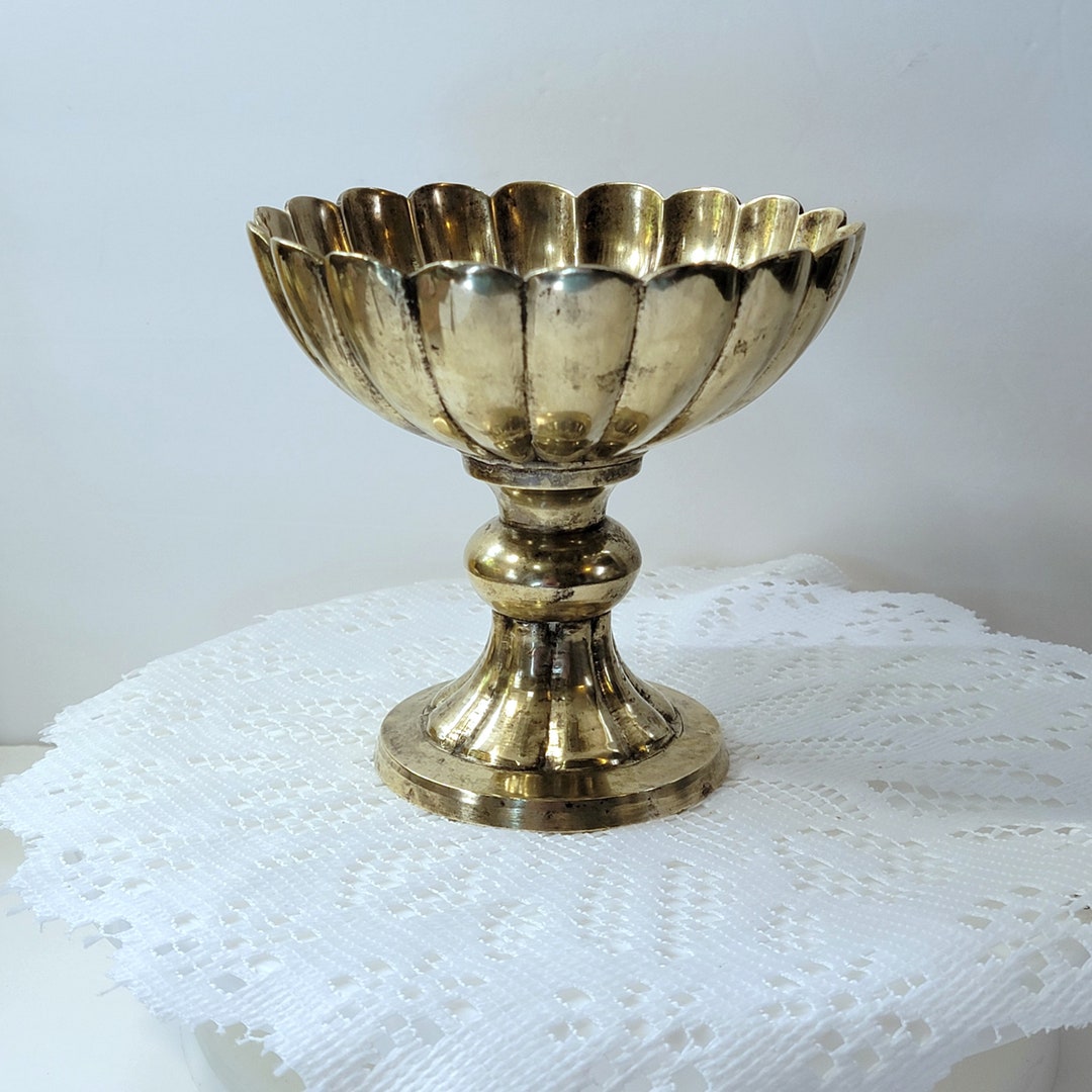 Mid-century Brass Compote, Decorative Brass Bowl, Vintage Brass ...