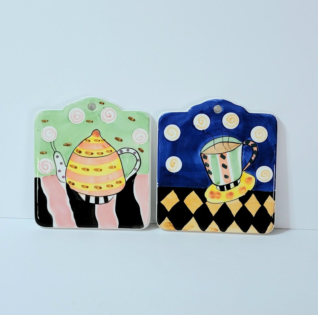 Vintage Ganz Bella Casa Coffee Theme Tile Trivet Wall Hanging Set, 2 ...