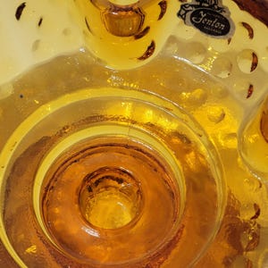 Mid-century Fenton Amber-colored Hobnail Pedestal Candlestick Holder ...