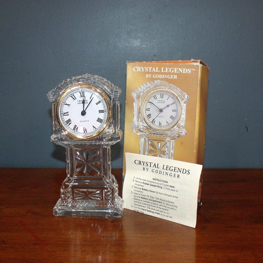 1970s Lead Crystal Clock, Godinger Crystal Legends Clock, Godinger ...