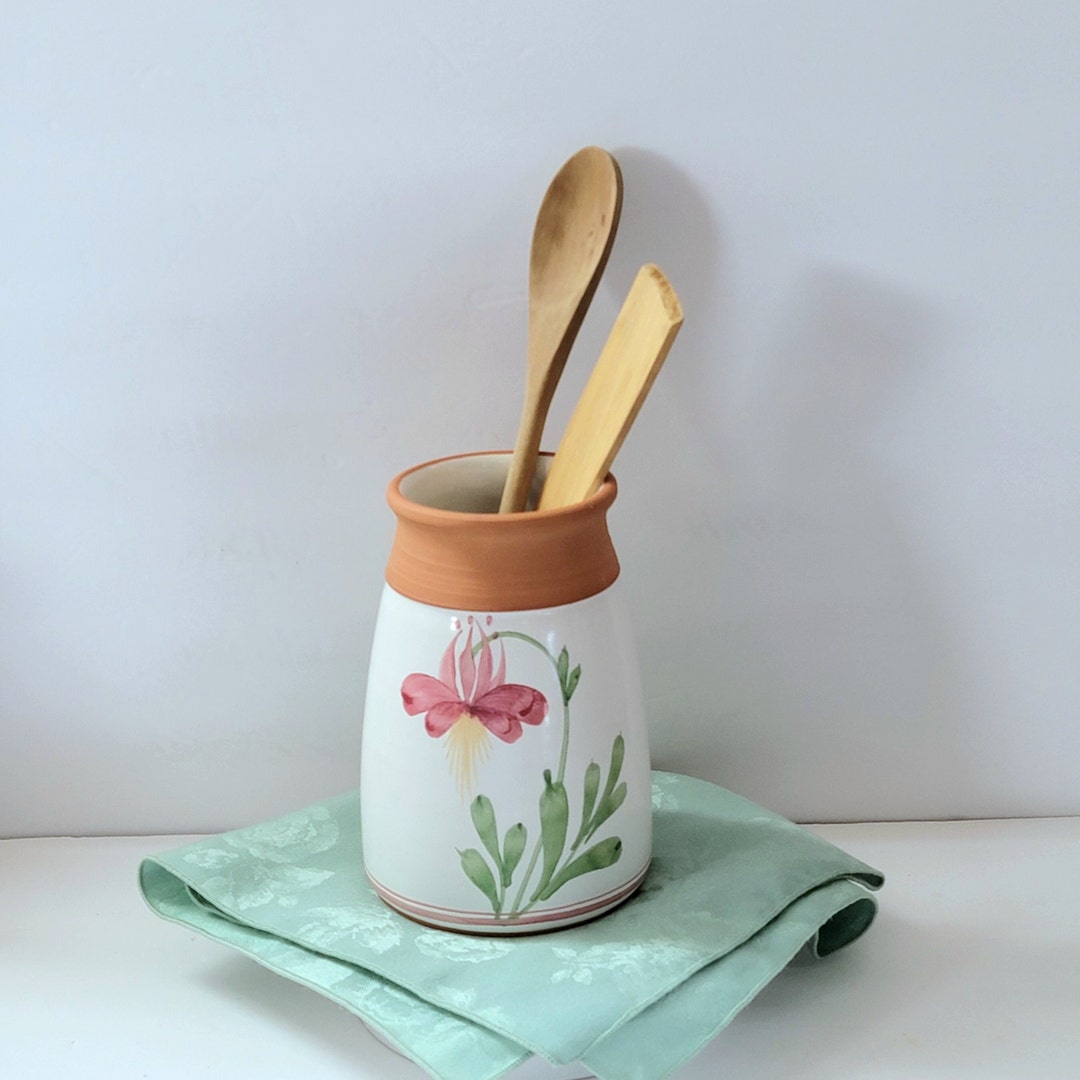 Vintage Emerson Creek Pottery Utensil Holder, Terra Cotta Utensil ...