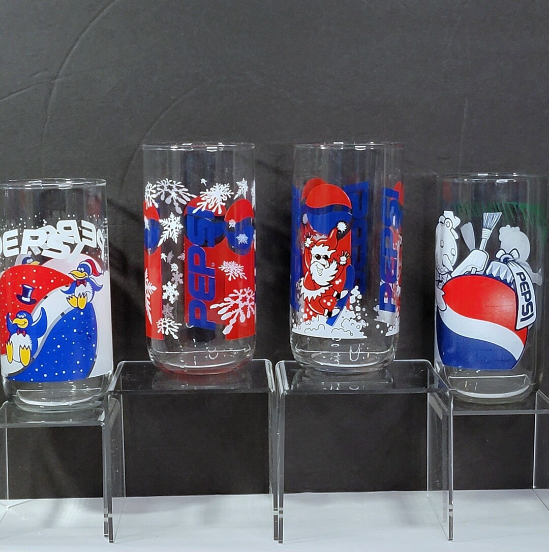 1980s Libbey Pepsi Christmas Glass Set, 4 Collectible Pepsi Glasses ...