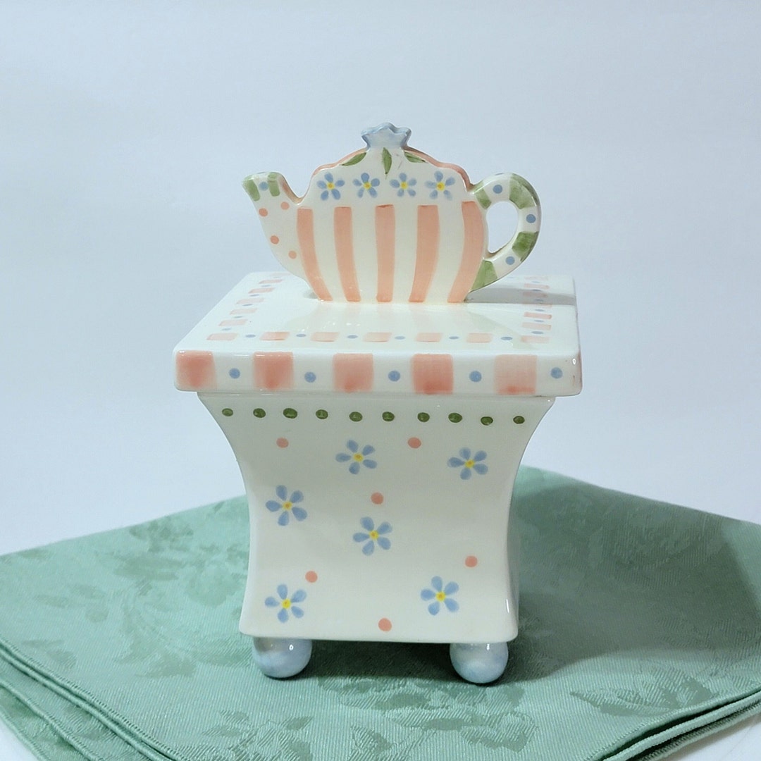 Vintage Mud Pie Porcelain Tea Caddy, Vintage Tea or Coffee Jar ...