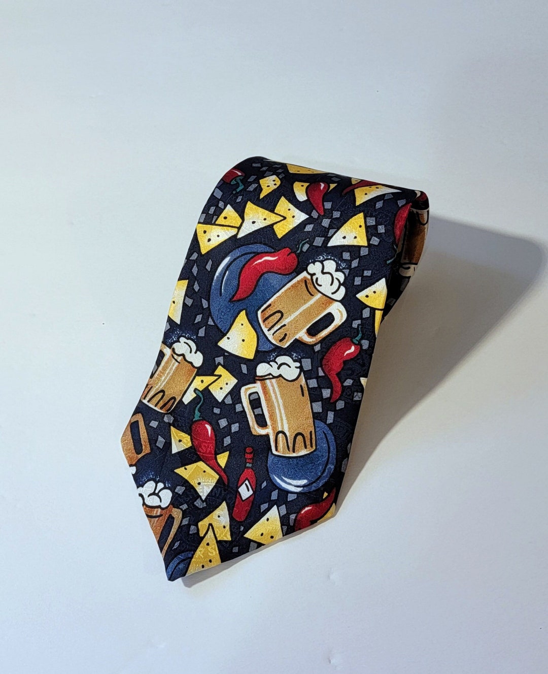 Vintage Tabasco Necktie, Beer and Nachos Necktie, Vintage Silk Necktie ...