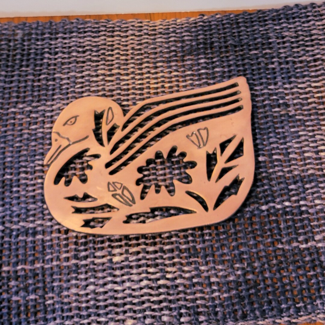 1970s Copper Plated Metal Duck Trivet Wall Hanging, Vintage Metal ...