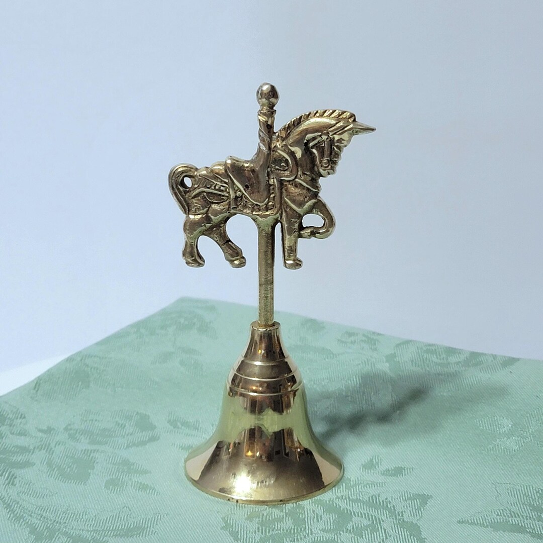 Mid-century Solid Brass Carousel Horse Hand Bell, Vintage Brass Horse ...