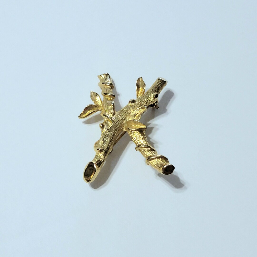 Vintage Sarah Coventry Letter K Pin, Bamboo Branch Goldtone Sarah ...