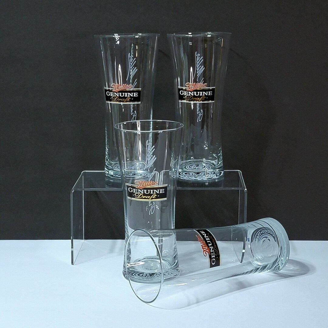 Set of 4 Vintage Miller Genuine Draft Pilsner Beer Glasses, Frederick ...