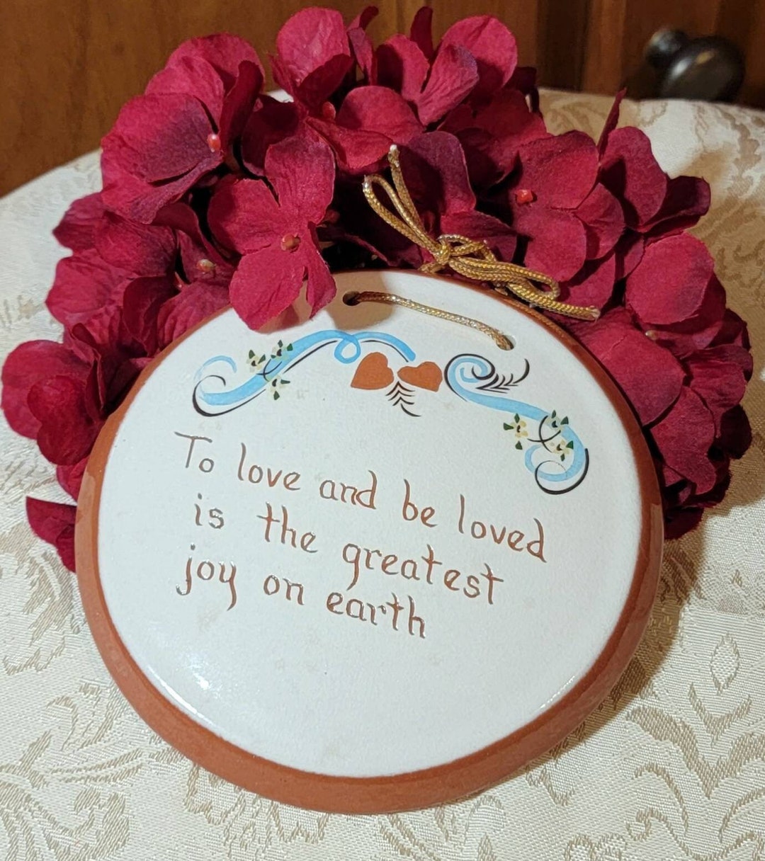 Vintage Redware Pottery Plaque, to Love and to Be Loved Plaque, Small ...