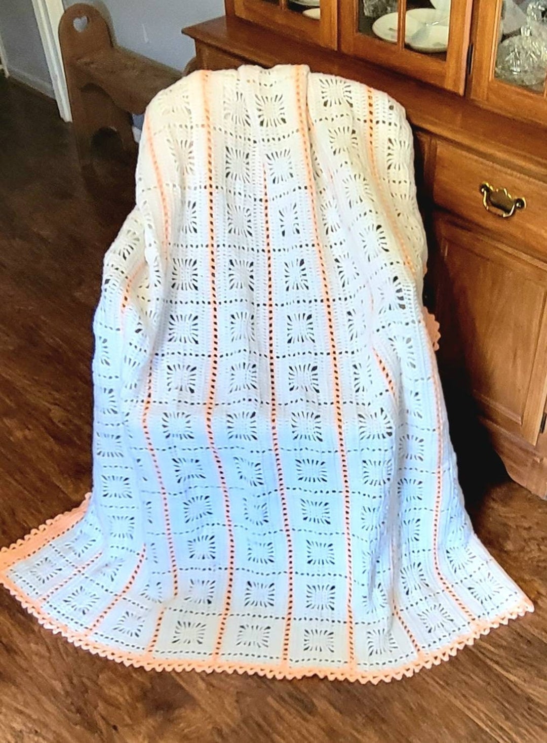 Vintage Hand Crocheted Blanket Twin Size Hand Crocheted - Etsy