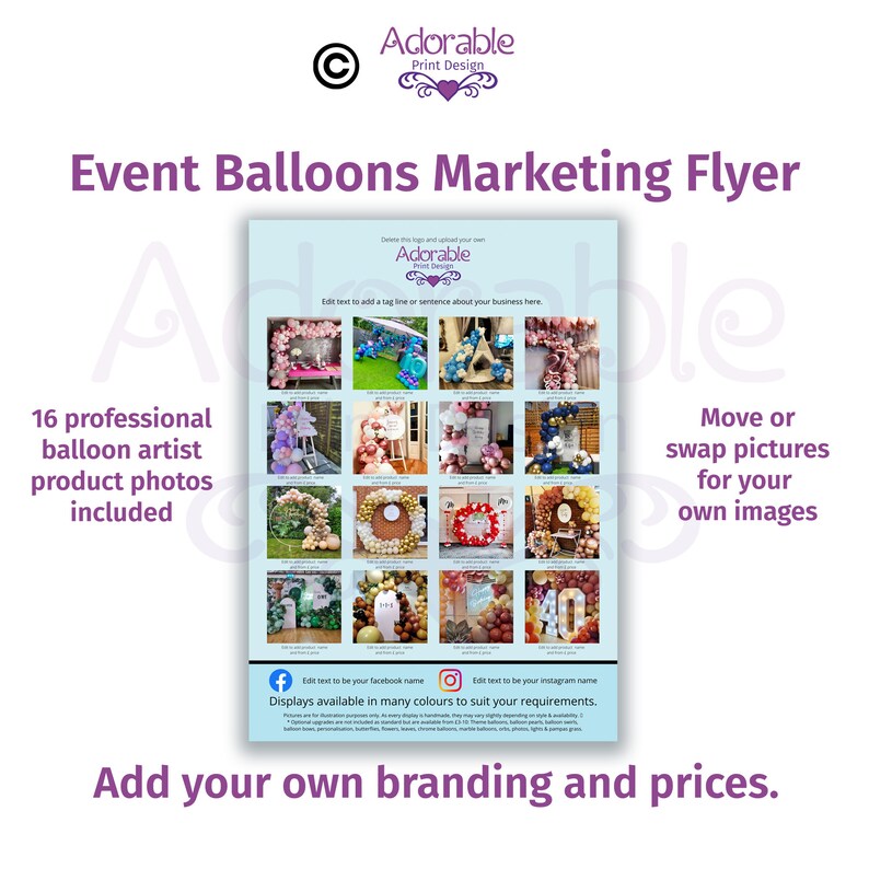 Balloon Marketing Flyer Template Bundle Balloon Price List for - Etsy