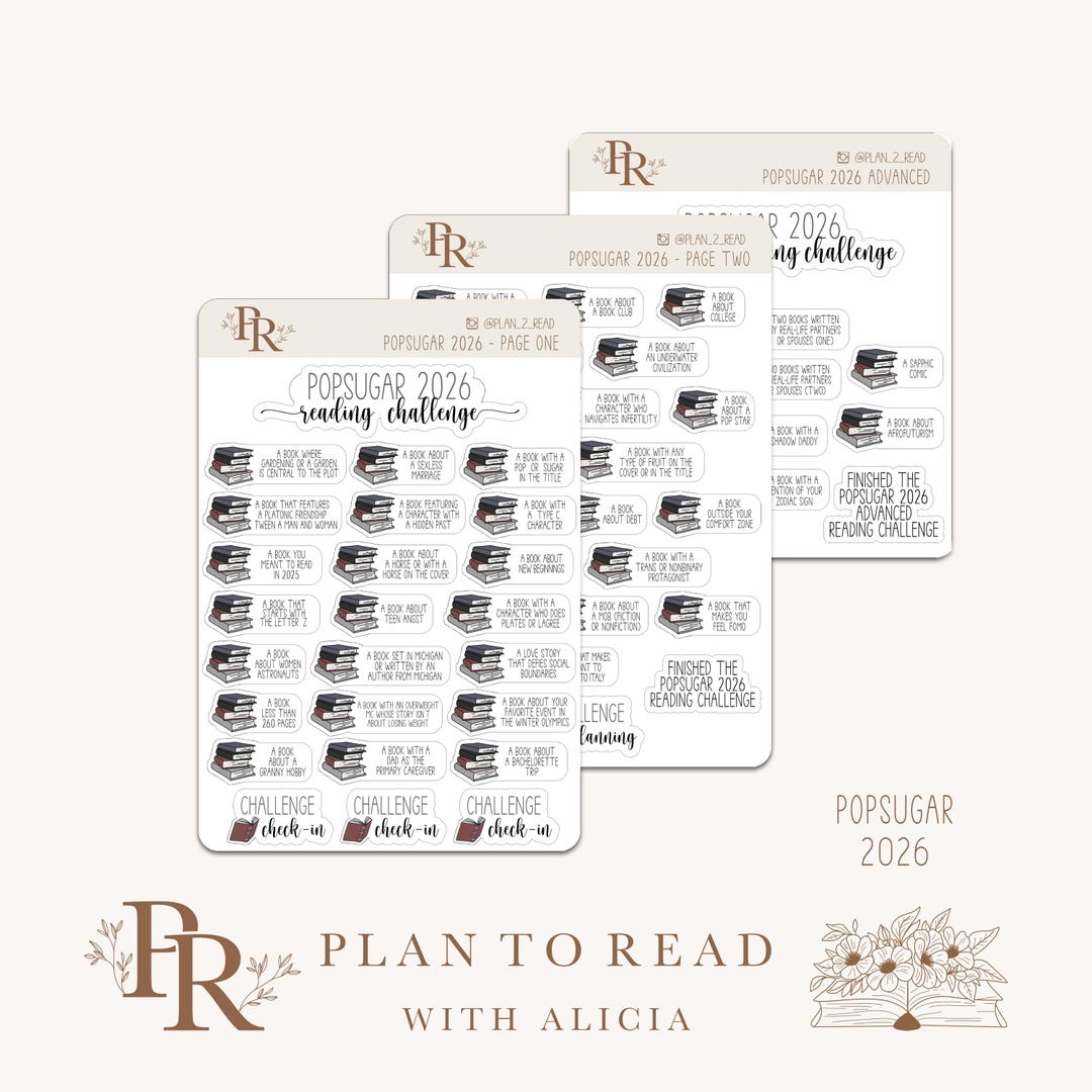 Popsugar 2026 Reading Challenge Stickers | Planner Stickers | Bujo ...