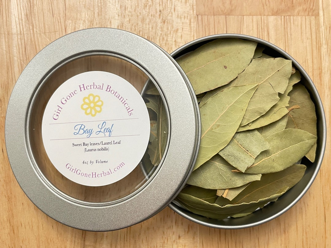 Bay Leaf Herb Tin, Organic Whole Bay Laurel for Cooking, Herbs, Herbal ...