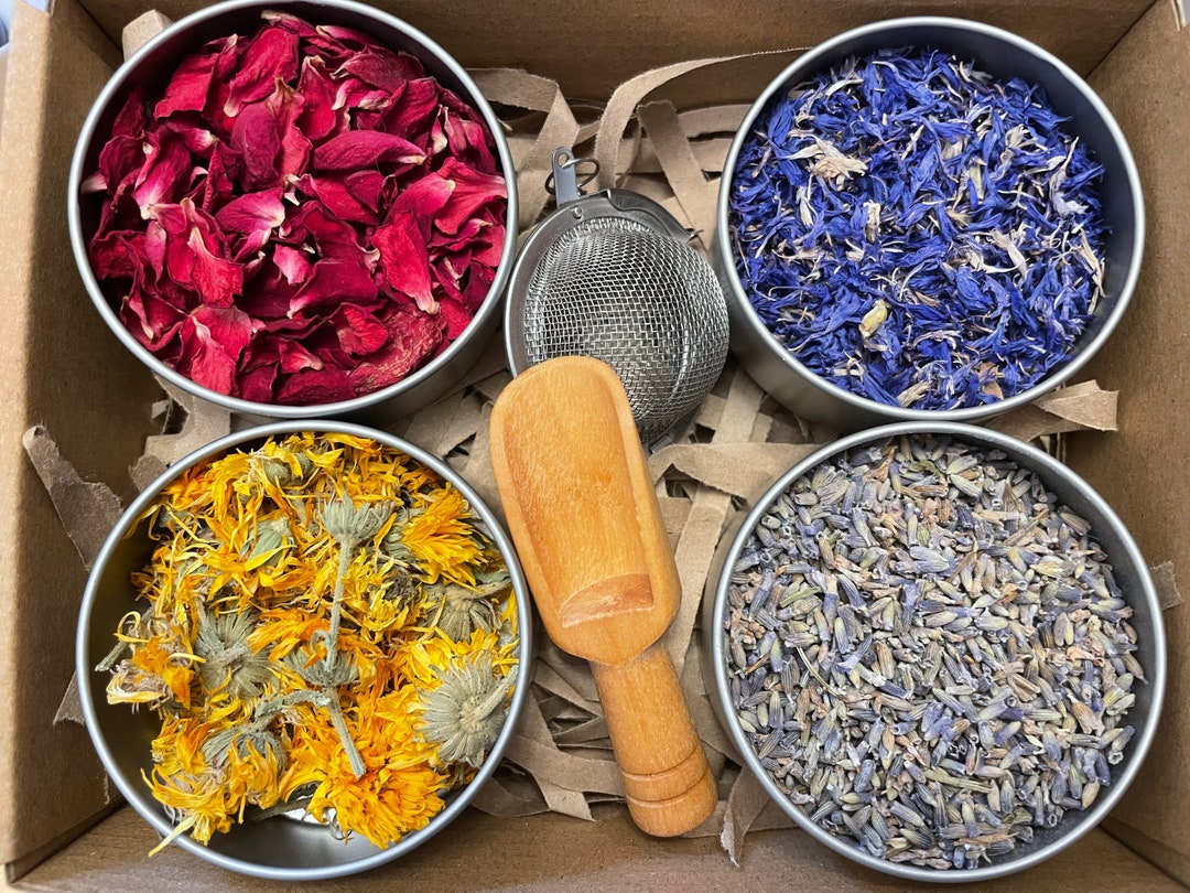 Flower Child Herbal Tea Sampler Box, Lavender/calendula/rose/cornflower ...