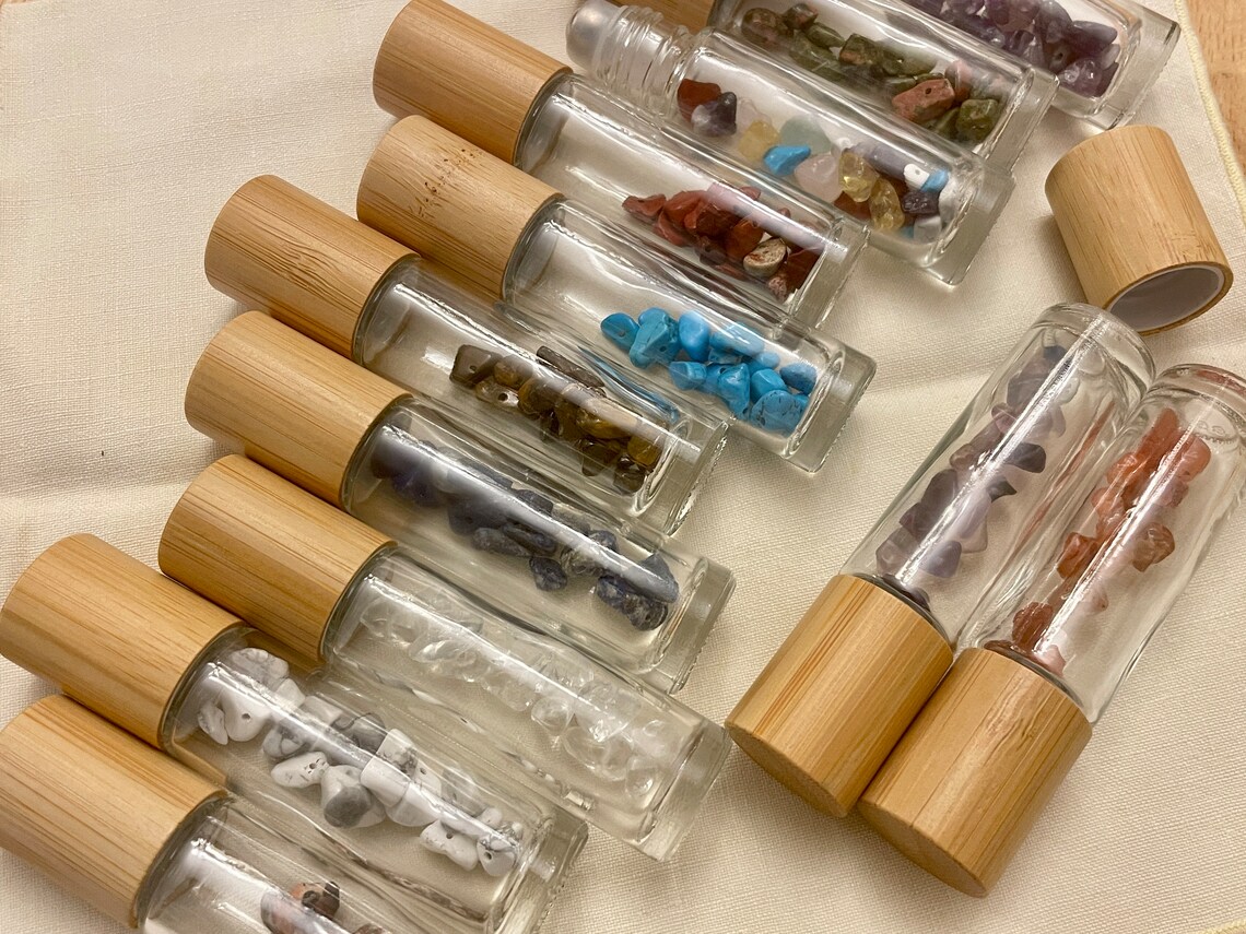 Aromatherapy Crystal Roller Ball, Chakra Roll on Fragrance, Gemstone ...