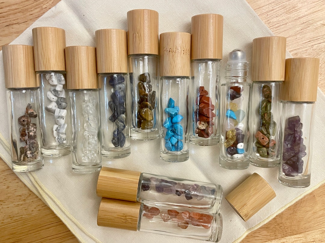 Aromatherapy Crystal Roller Ball, Chakra Roll on Fragrance, Gemstone ...