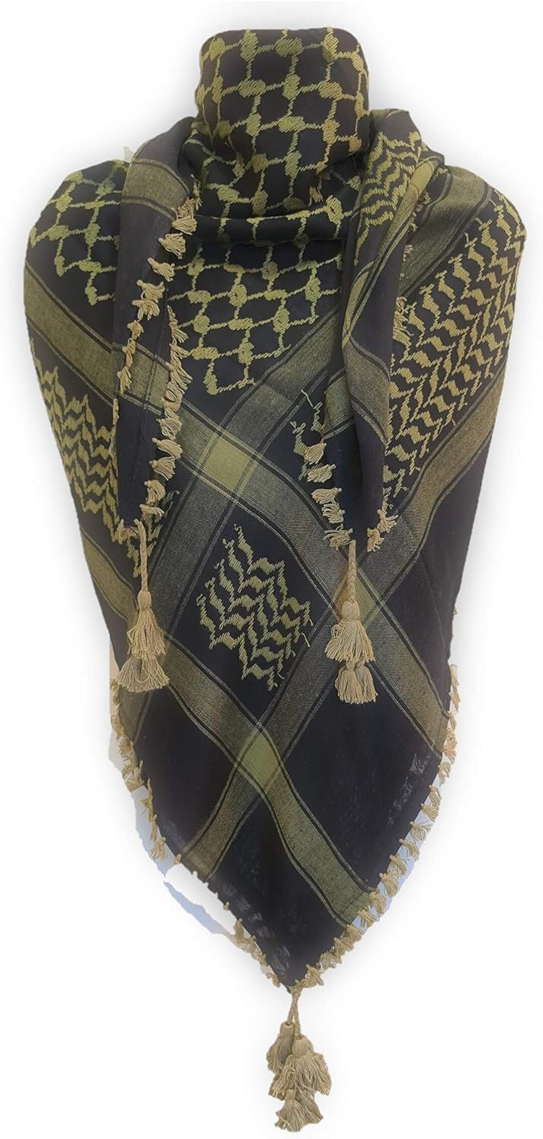 Olive Green Shemagh Head Scarf Neck Wrap Arab Tactical Wear 100% Cotton ...