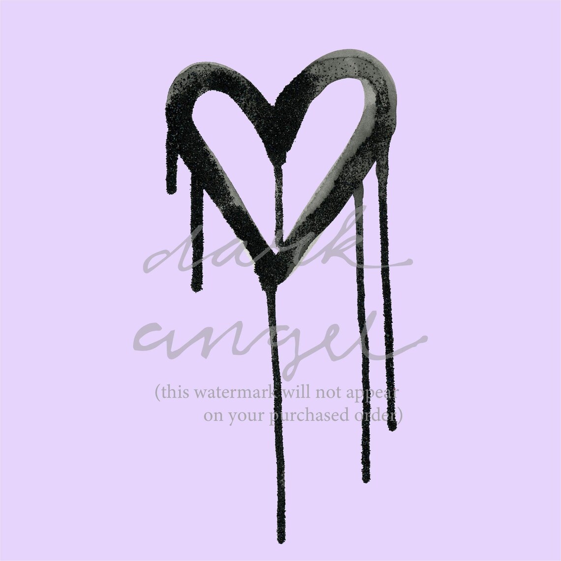 Dripping Heart Art Print With Glitter - Etsy