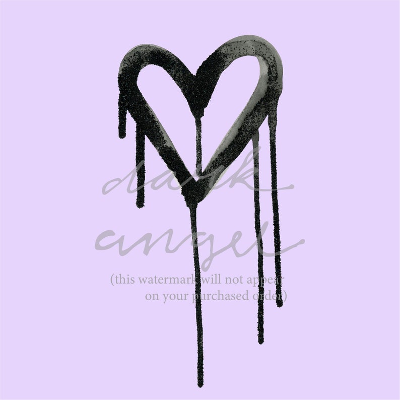 Dripping Heart Art Print With Glitter - Etsy