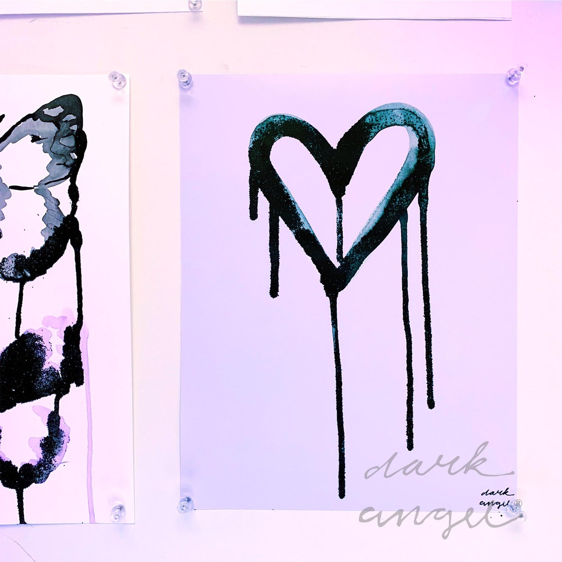 Dripping Heart Art Print With Glitter - Etsy