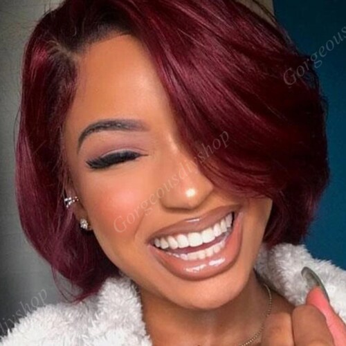 Wine Red Short Curly Wig Curly Hair Natural Wavy Wig Heat - Etsy