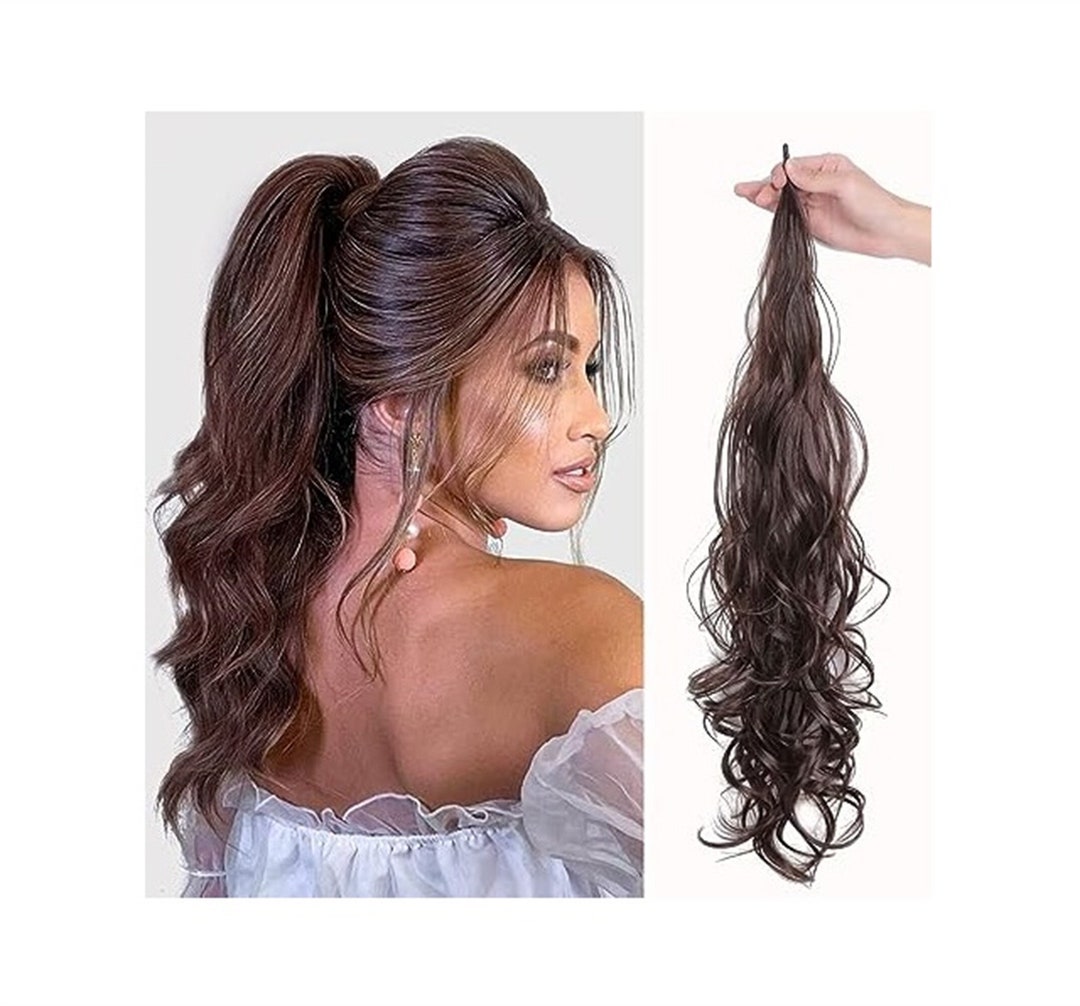 32'' Curly Ponytail Extension, Women Flexible Wrap Around Ponytail ...