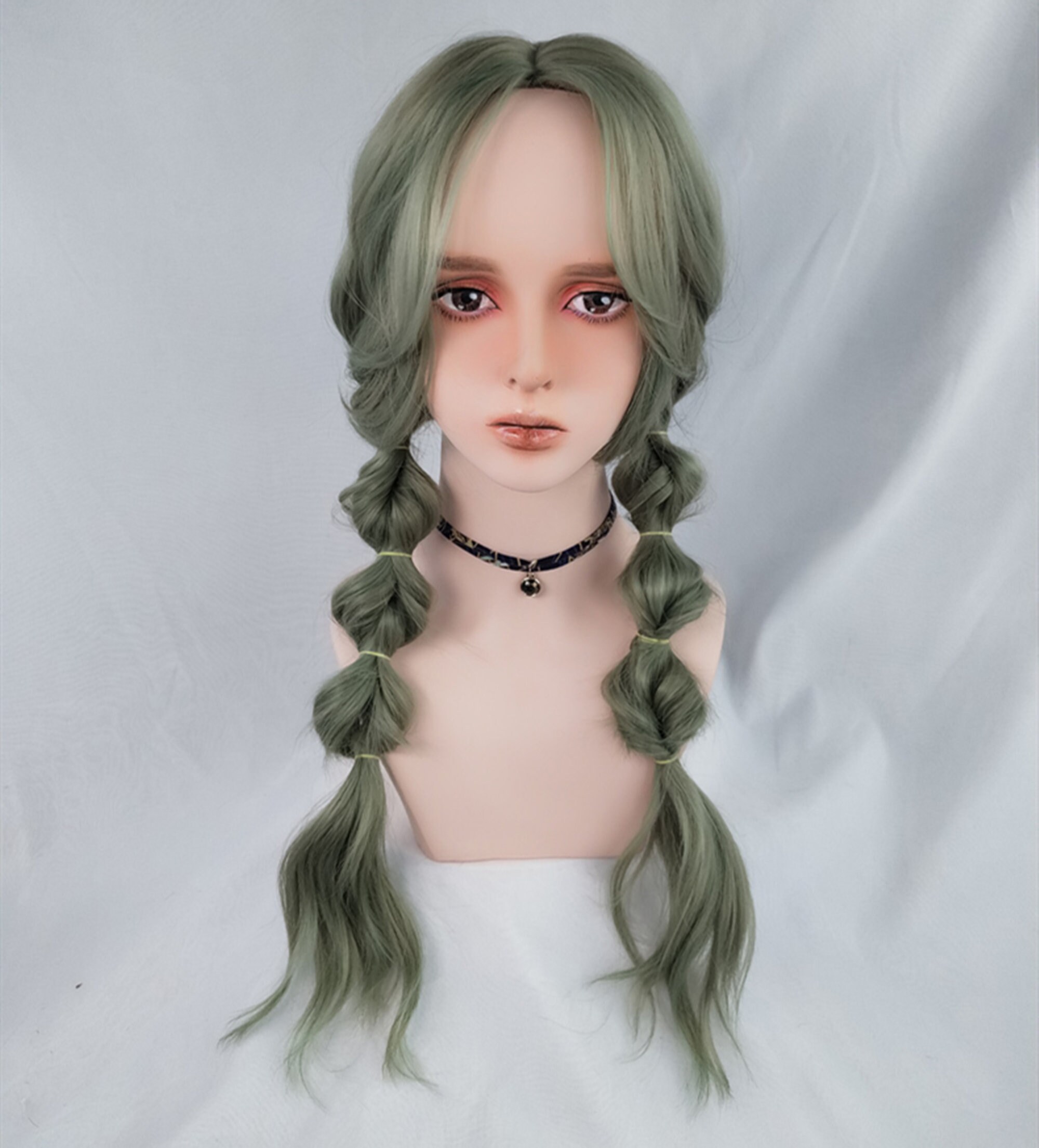 Dark Green Long Curly Wig Cosplay Wig Party Costume Long Etsy