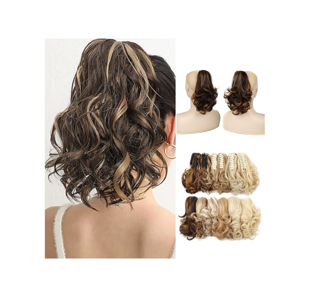 30cm Short Curly Ponytail Extension, Claw Clip in Ponytail, Women Pony ...
