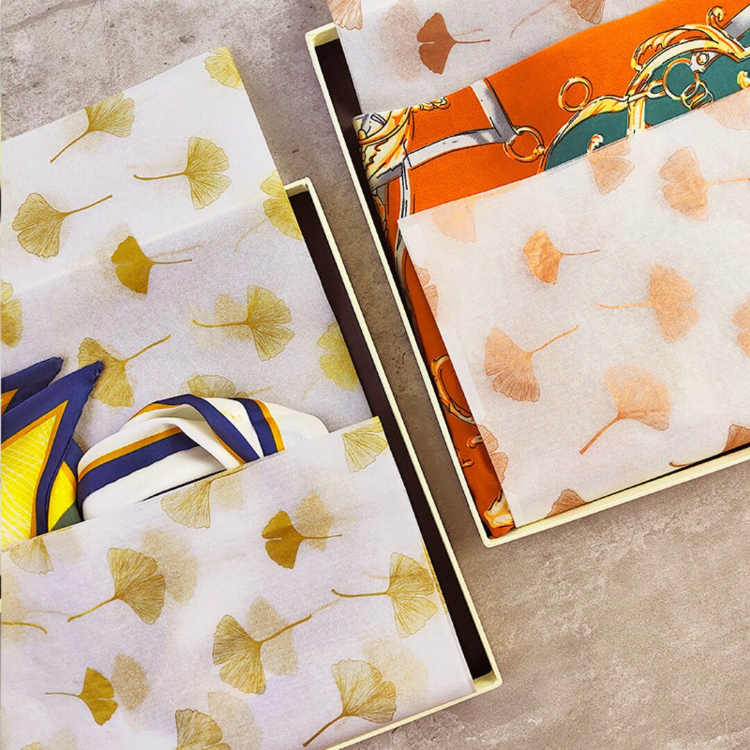 Tissue Paper Sheets , Ginkgo Biloba Leaves Pattern , Flower Wrapping ...
