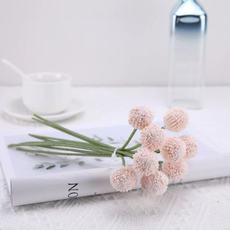 9 Heads Pompon Mum Bouquet , Artificial Faux Flower Bouquet in 5 Colors ...