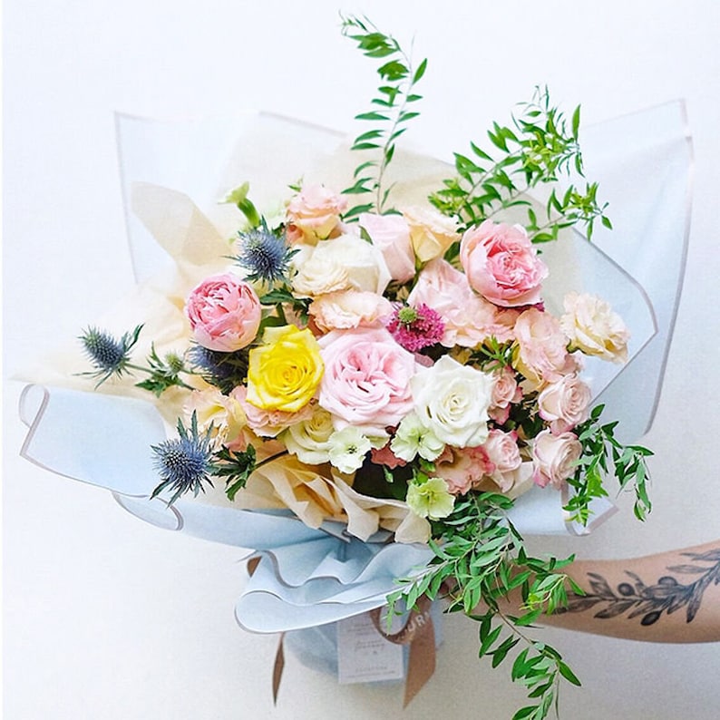 Matte Sheets With Golden Edge Flower Wrapping Papergift - Etsy