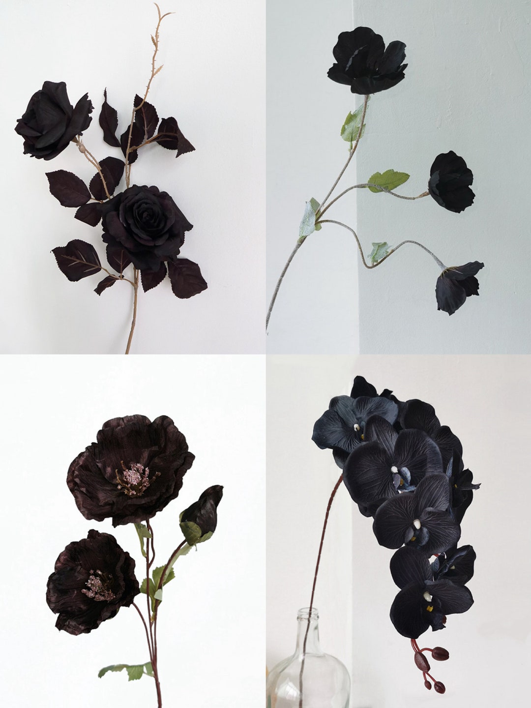 Black Colors Flowers，13 Styles , Artificial Flower，for Bouquet - Etsy