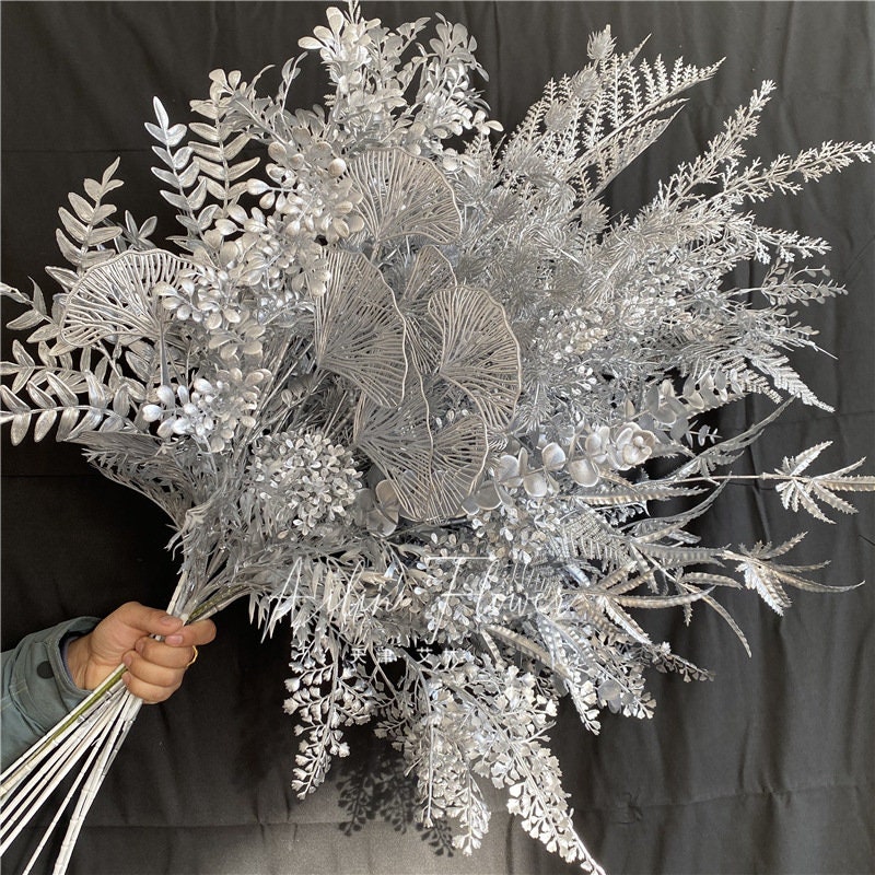 Silver artificial flowers store