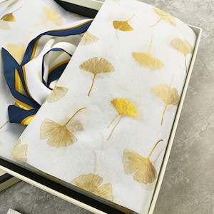 Tissue Paper Sheets , Ginkgo Biloba Leaves Pattern , Flower Wrapping ...