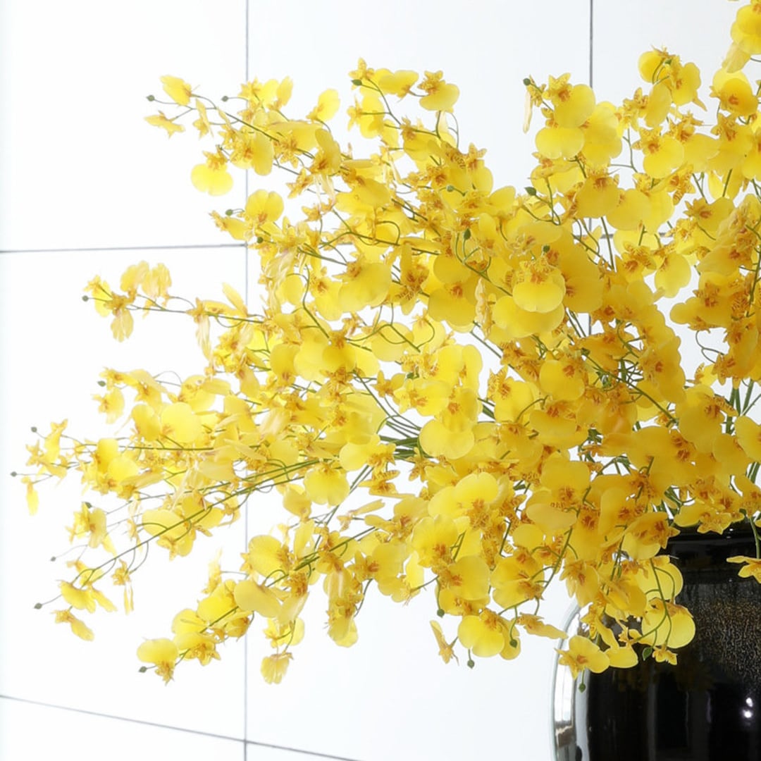 30" Real Touch Dancing-doll Orchid Flower in Yellow， Artificial Faux ...