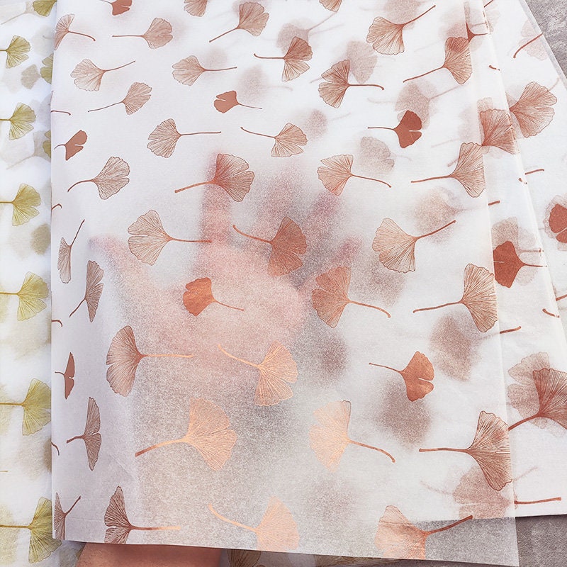 Tissue Paper Sheets , Ginkgo Biloba Leaves Pattern , Flower Wrapping ...