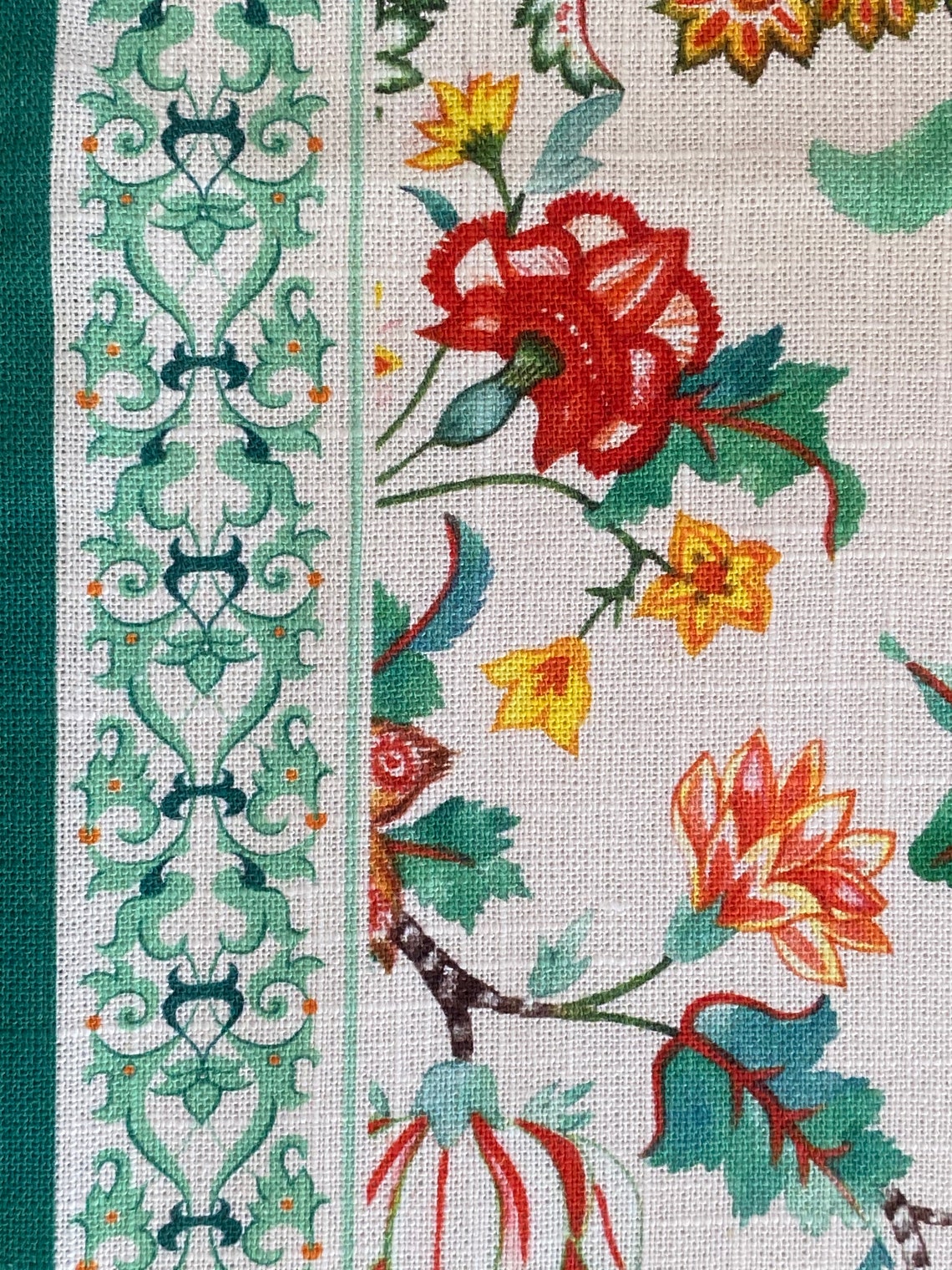 Linen Table Runner With Printed Climbing Flowers Right for - Etsy